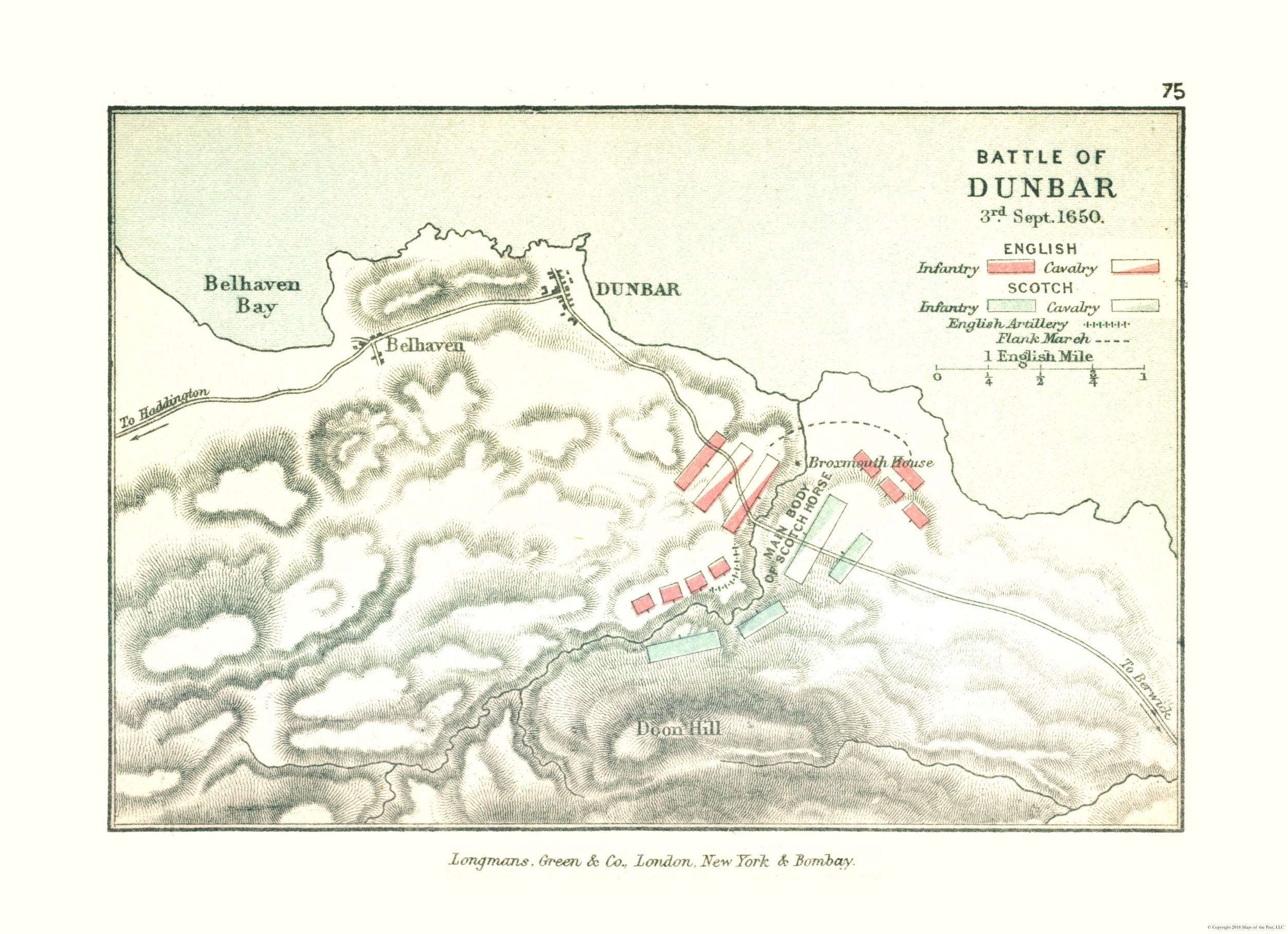 Historic War Map - Dunbar Scotland Battle 1650 - Gardiner 1902 ...