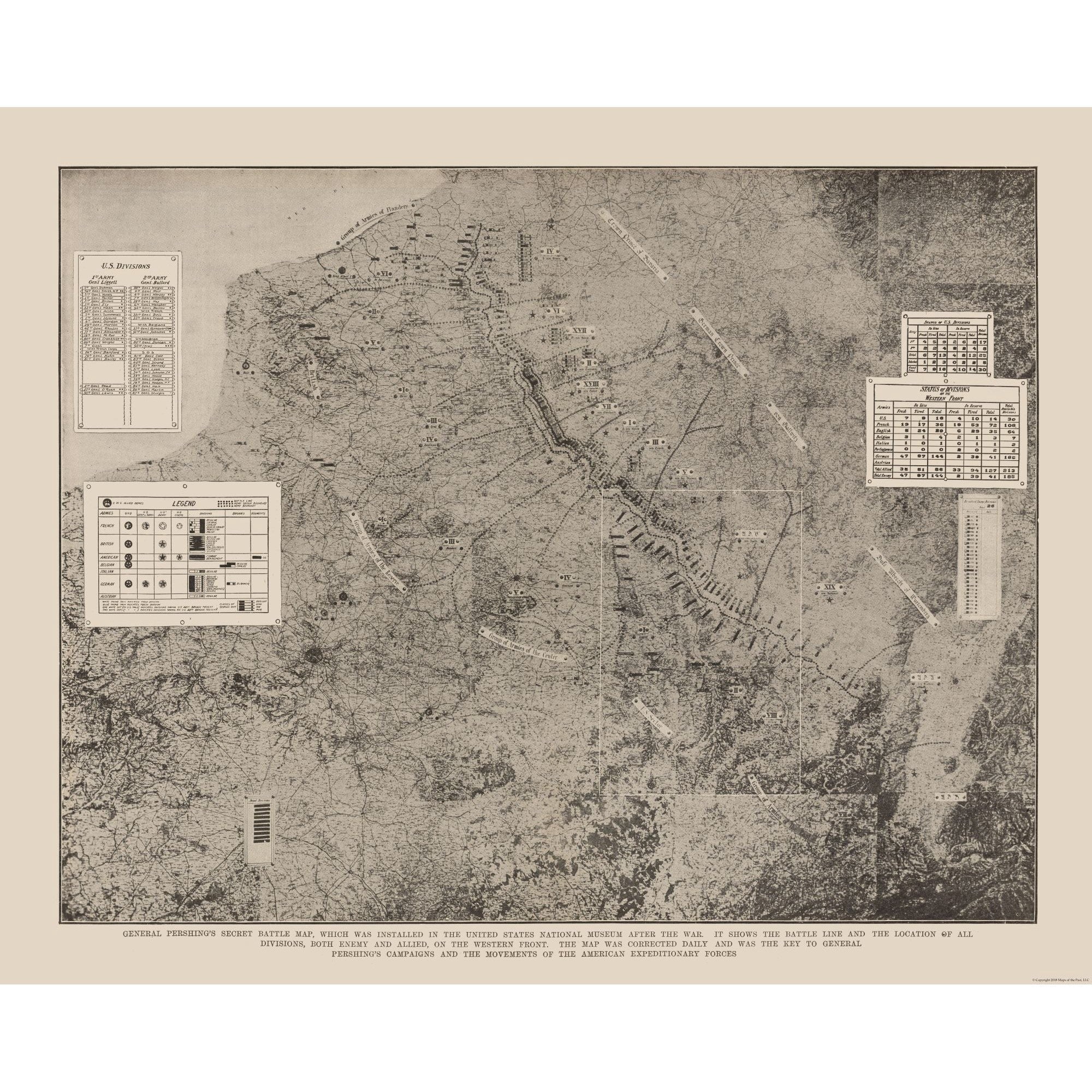 Historic War Map - Pershings Western Front World War II - Reynold 1921 ...