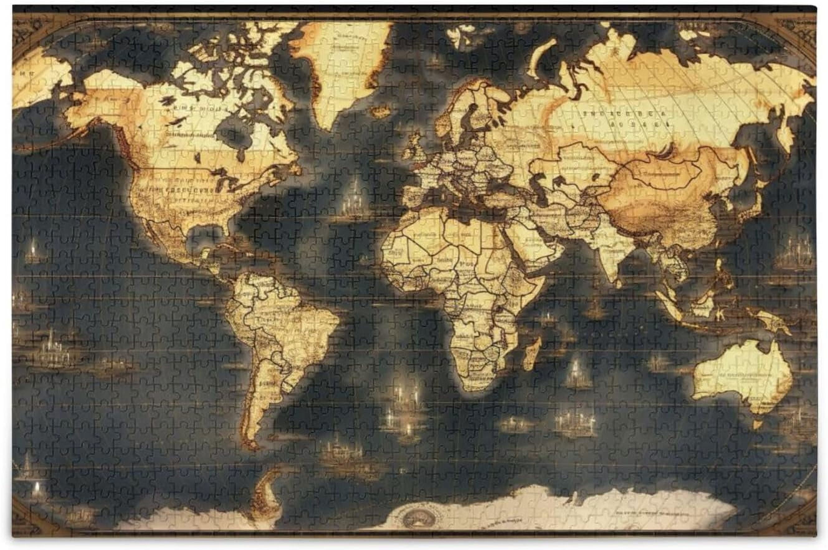 Historic World Map Puzzle 500 Pieces - Wooden Jigsaw Puzzles for Family ...