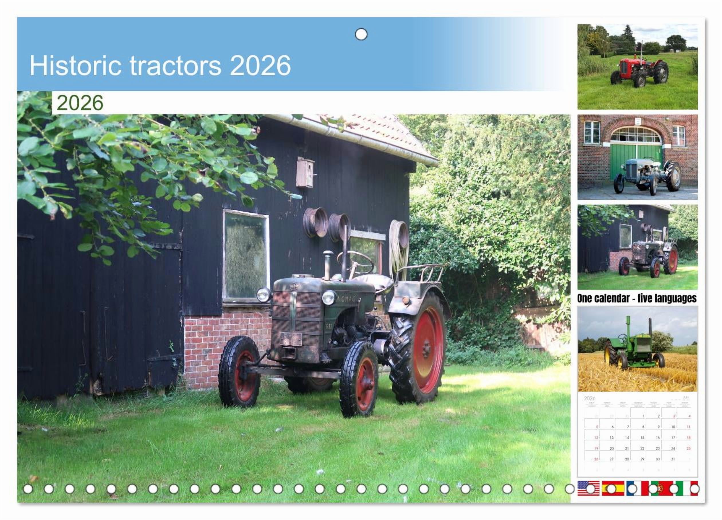 Historic tractors 2026 (Monthly Wall Calendar 2026 16.5 x 23.4 (open ...