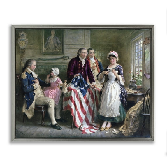 Historical Betsy Ross Gray Framed Floater Canvas Wall Art, design by ...