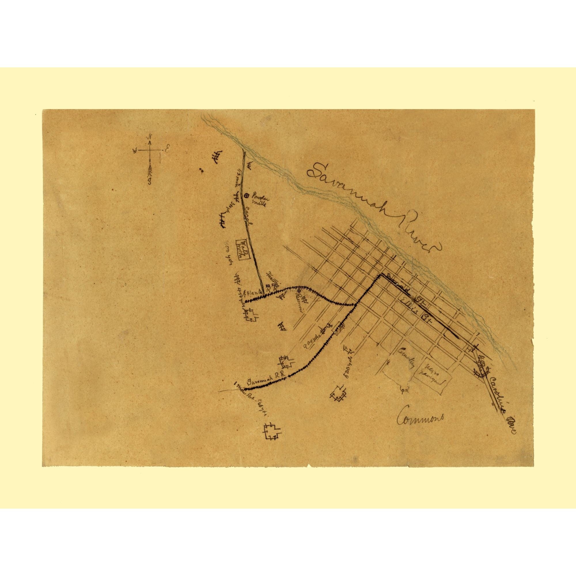 Historical Civil War Map - Augusta Georgia - 1864 - 30.03 x 23 ...