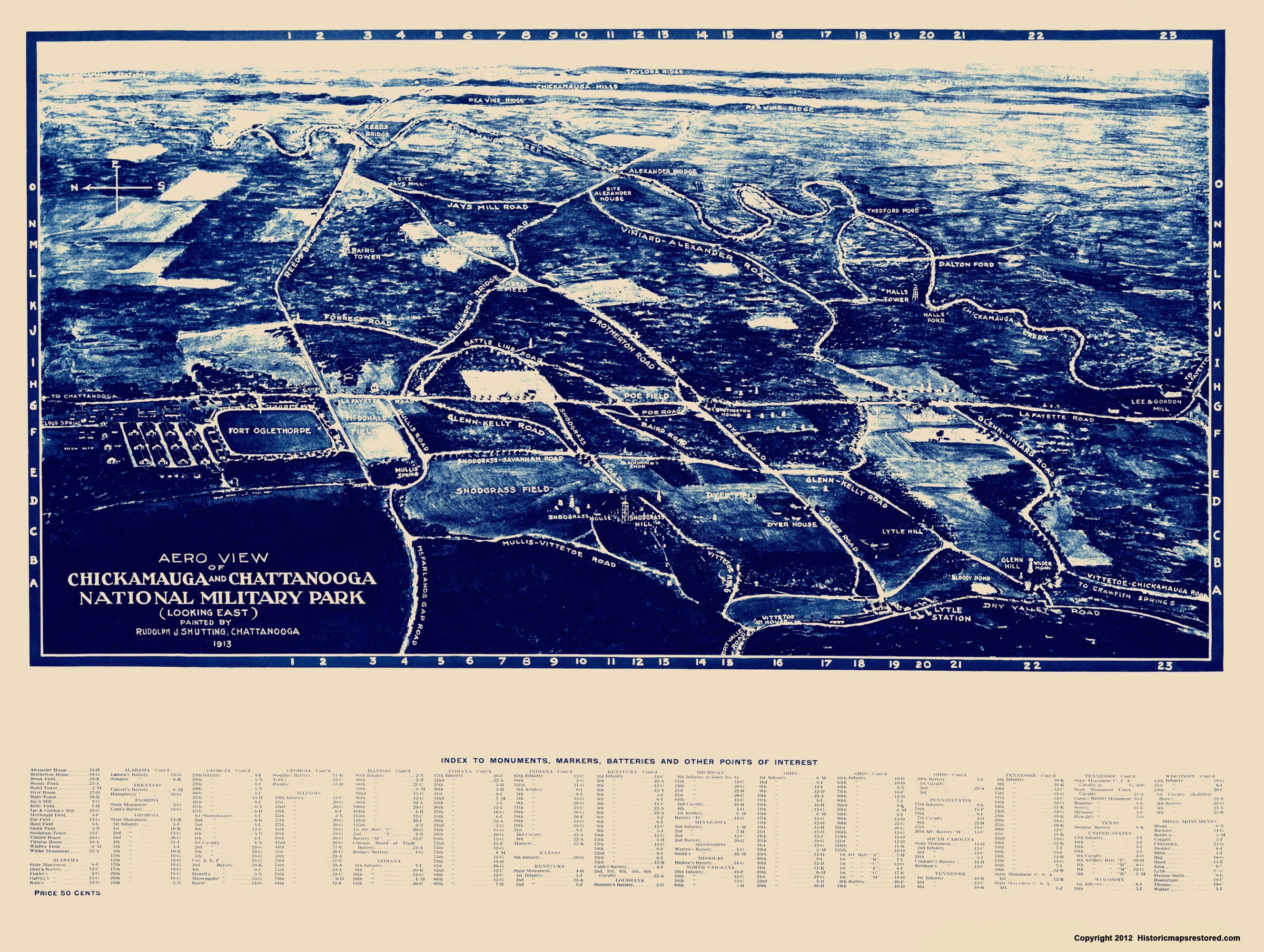 Historical Civil War Map - Chickamauga Chattanooga National Military ...