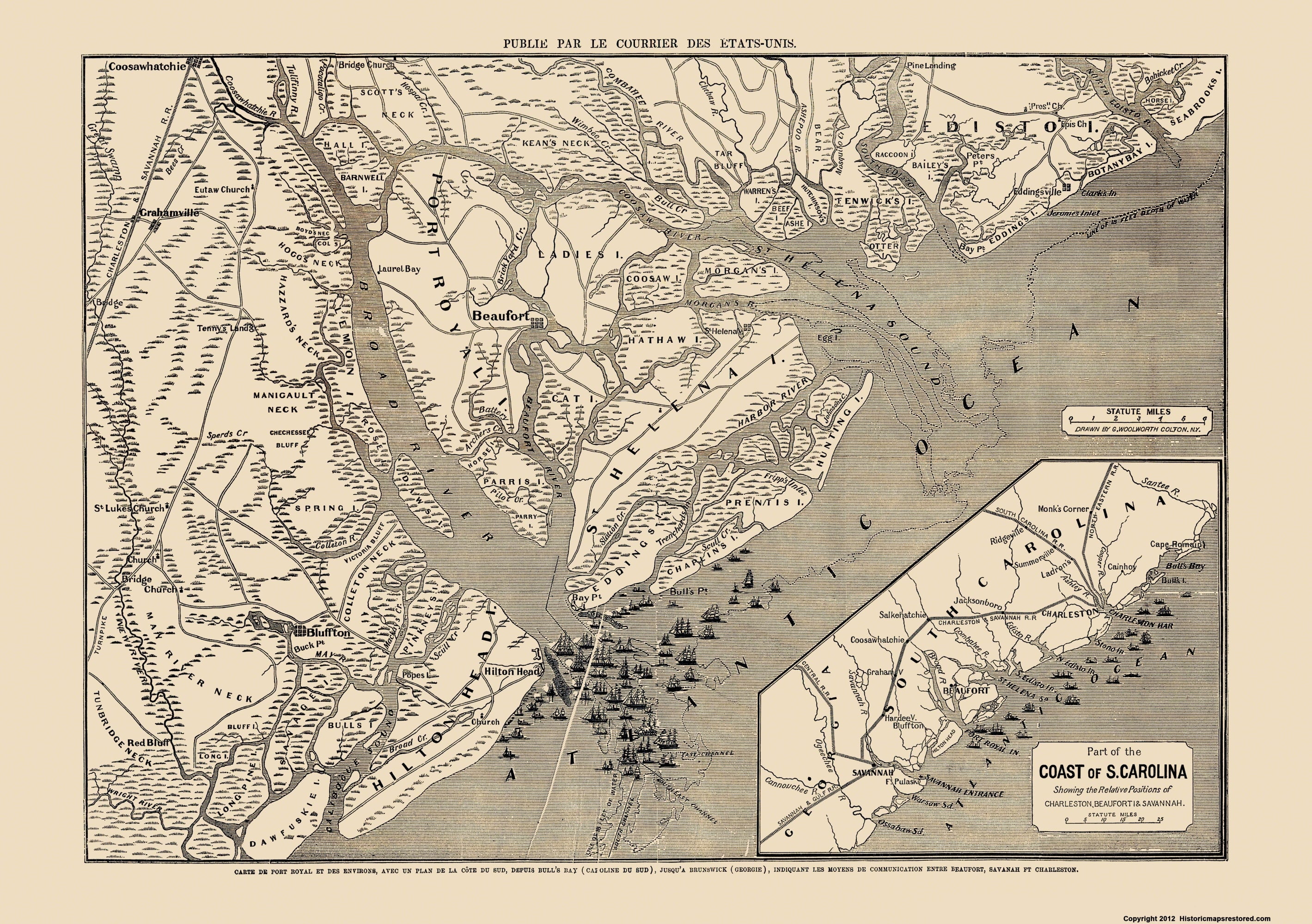 Historical Civil War Map - South Carolina - Colton 1860 - 23 x 32.65 ...
