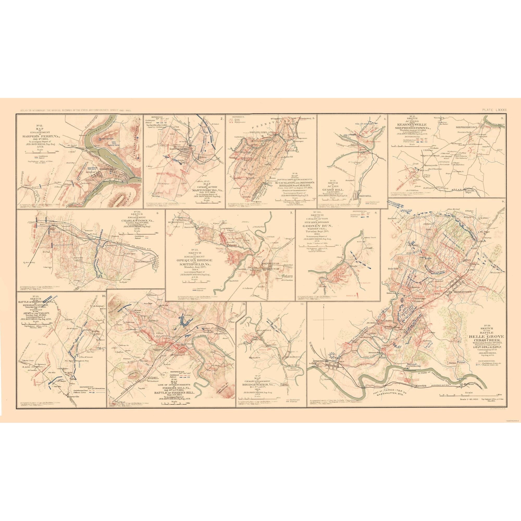 Historical Civil War Map - Virginia West Virginia Battle Positions ...