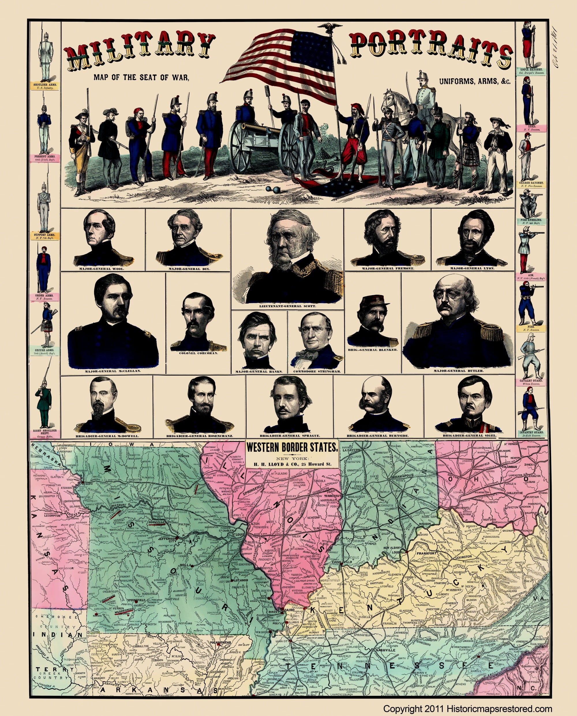 Historical Civil War Map - Western Border States Military Portraits ...
