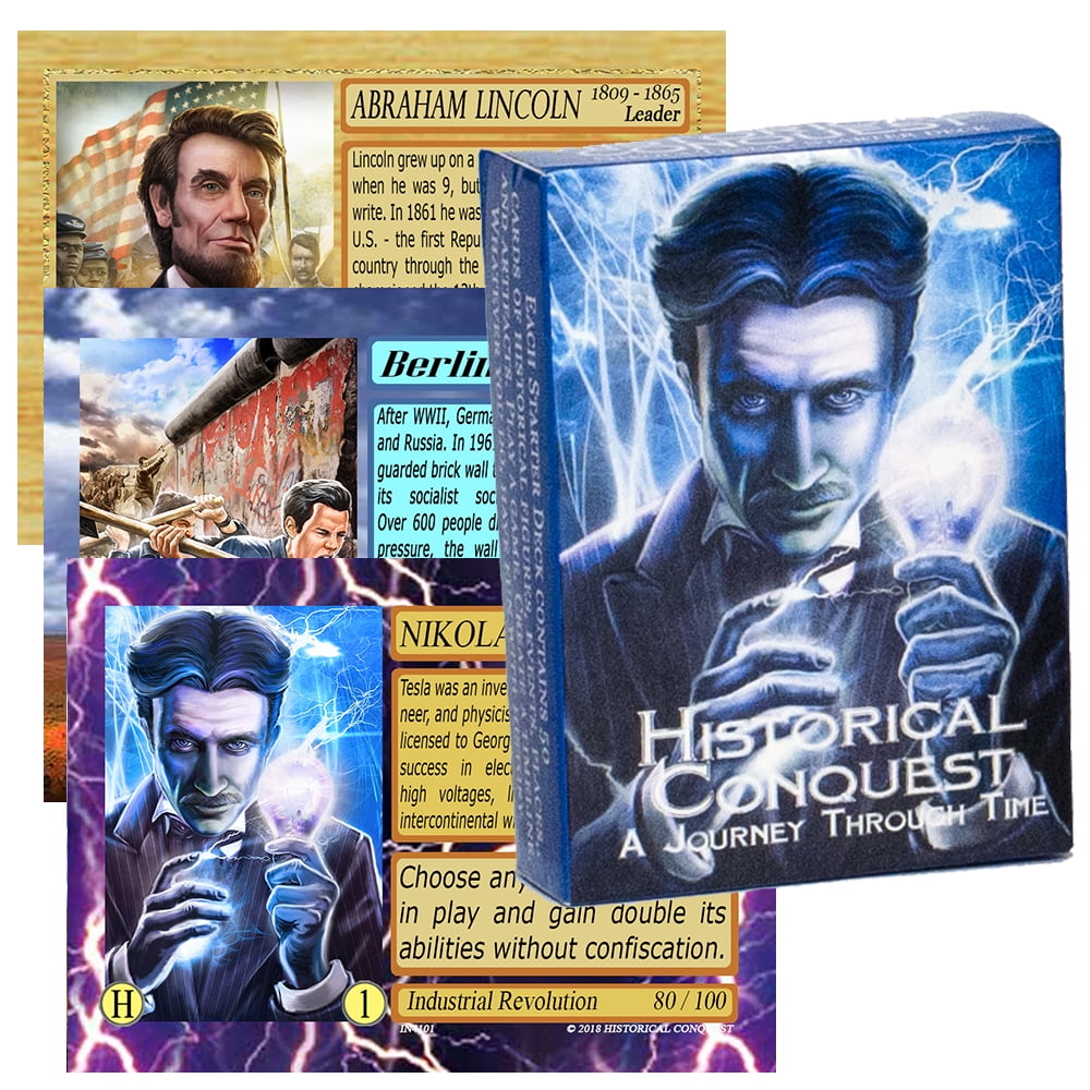 Historical Conquest - Nikola Tesla 50-Card History Cards Game - Fun for ...