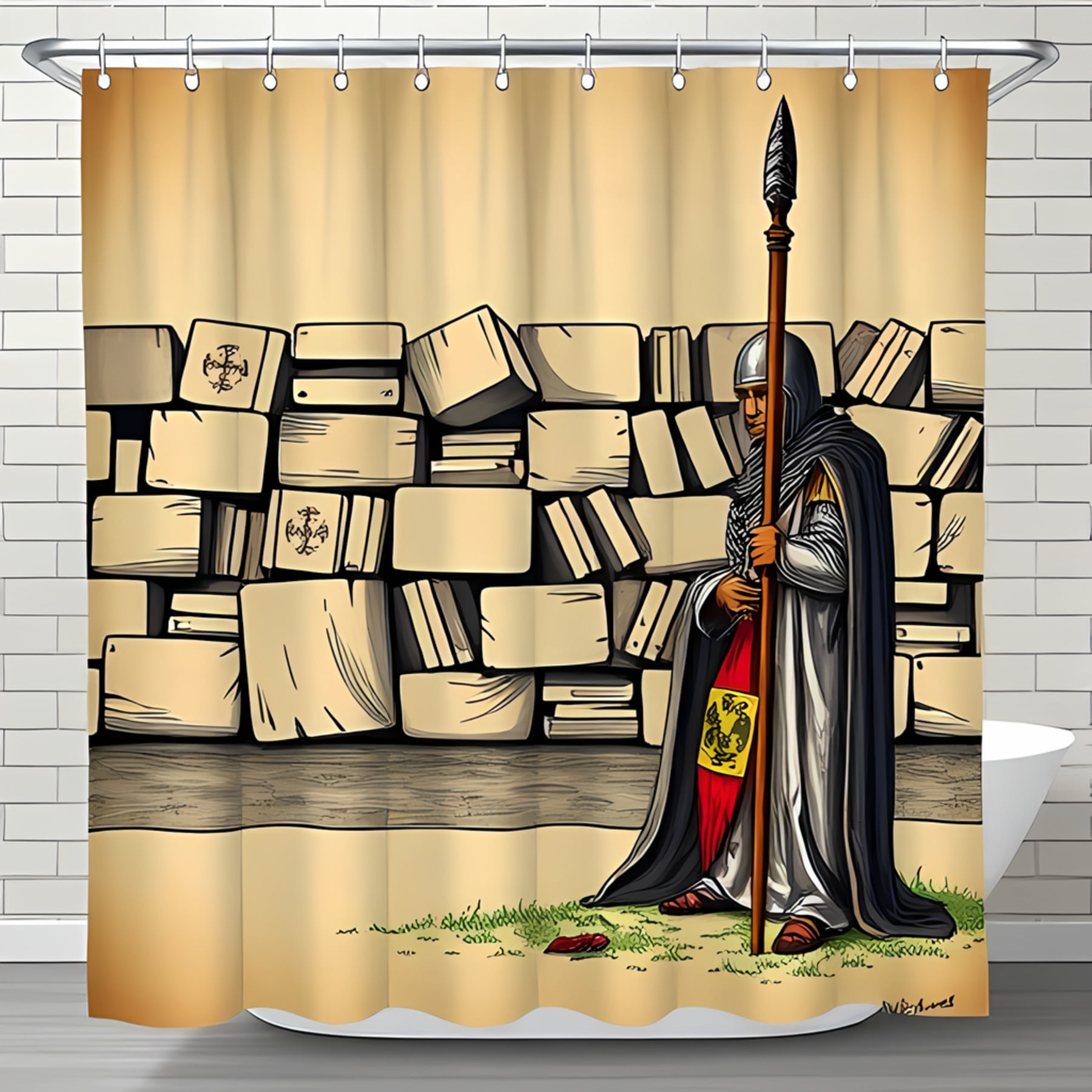 Historical Figure Shower Curtain - Intricate Robe & Vibrant Design ...