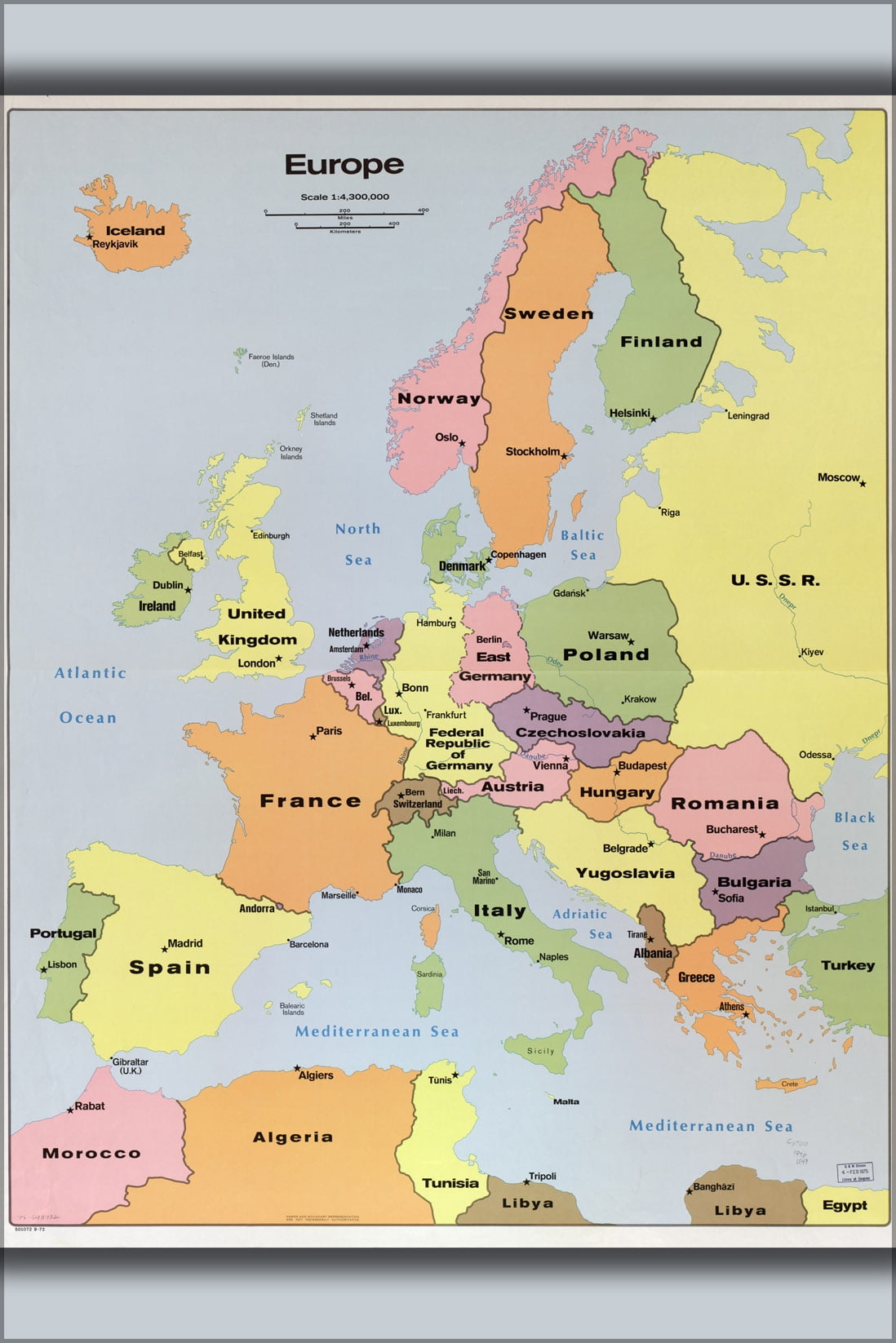 History Galore 1972 CIA Map of Europe 24” x 36” Poster - Walmart.com