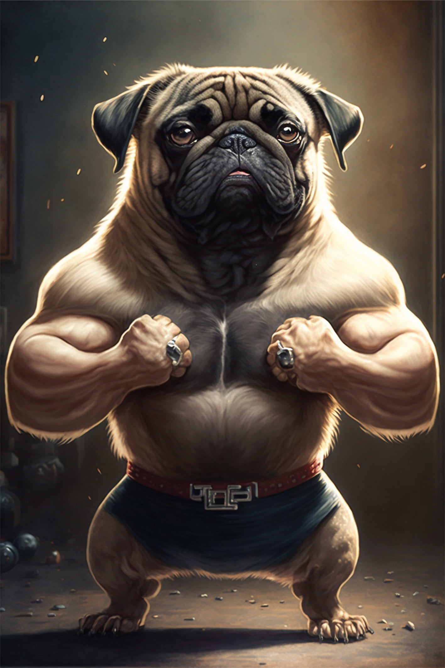 History Galore Artist Flexing Pug 24" x 36" Poster - Walmart.com