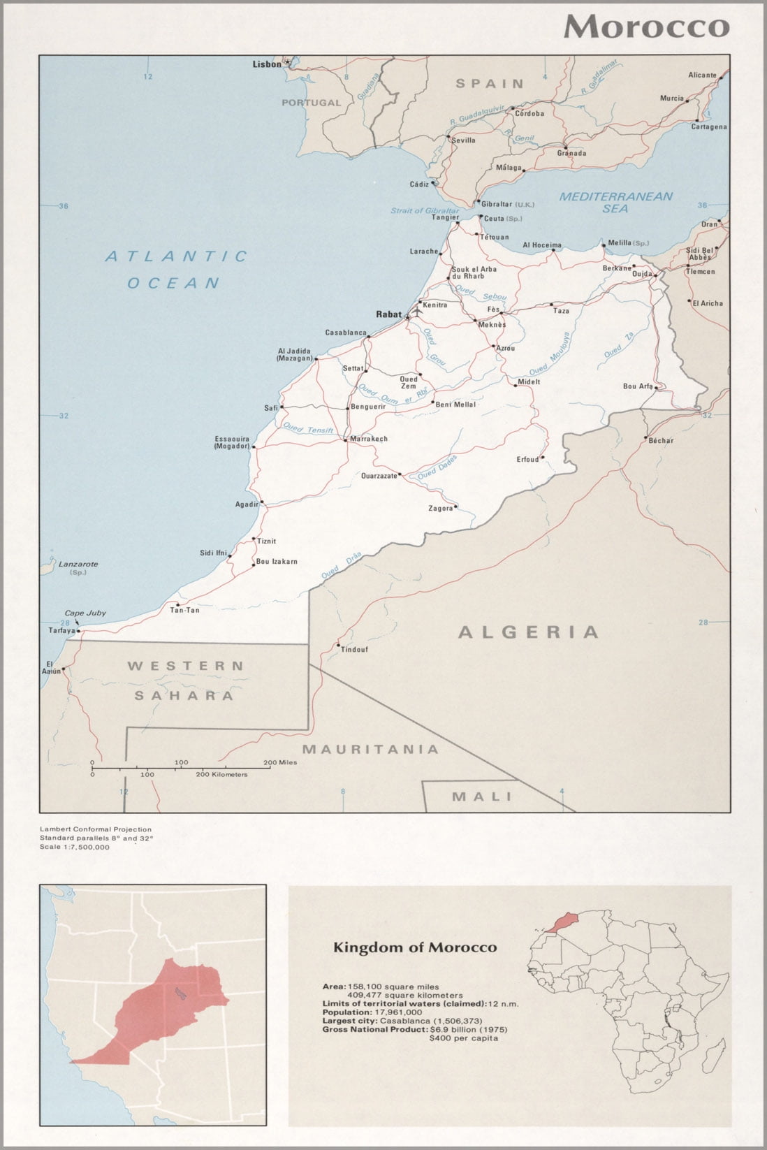 History Galore CIA Map of Morocco 1976 24"x36" Poster - Walmart.com