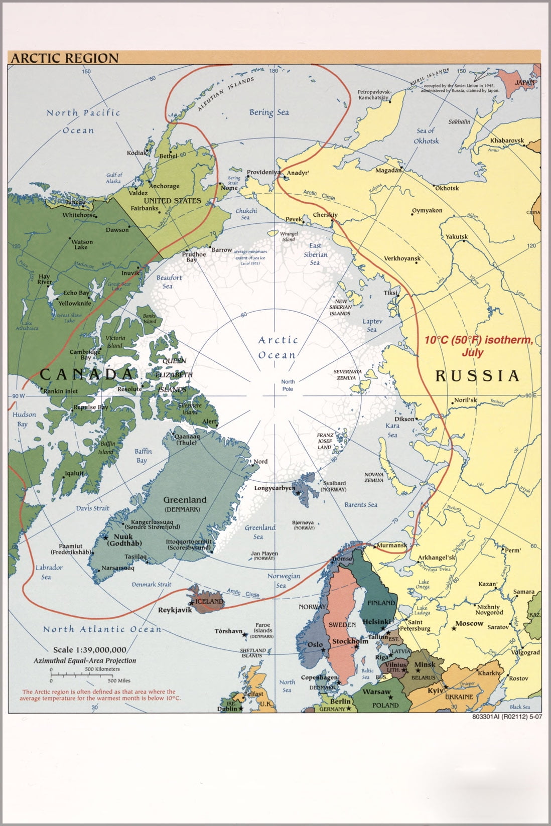 History Galore CIA Map of the Arctic North Pole Region 2007 24"x 36 ...
