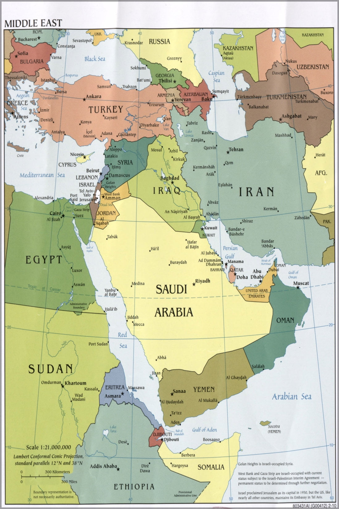 History Galore CIA Map of the Middle East Iraq Iran and Israel 2010 24 ...