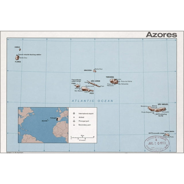History Galore Cia Map of The Azores 1975 24" x 36" Poster - Walmart.com