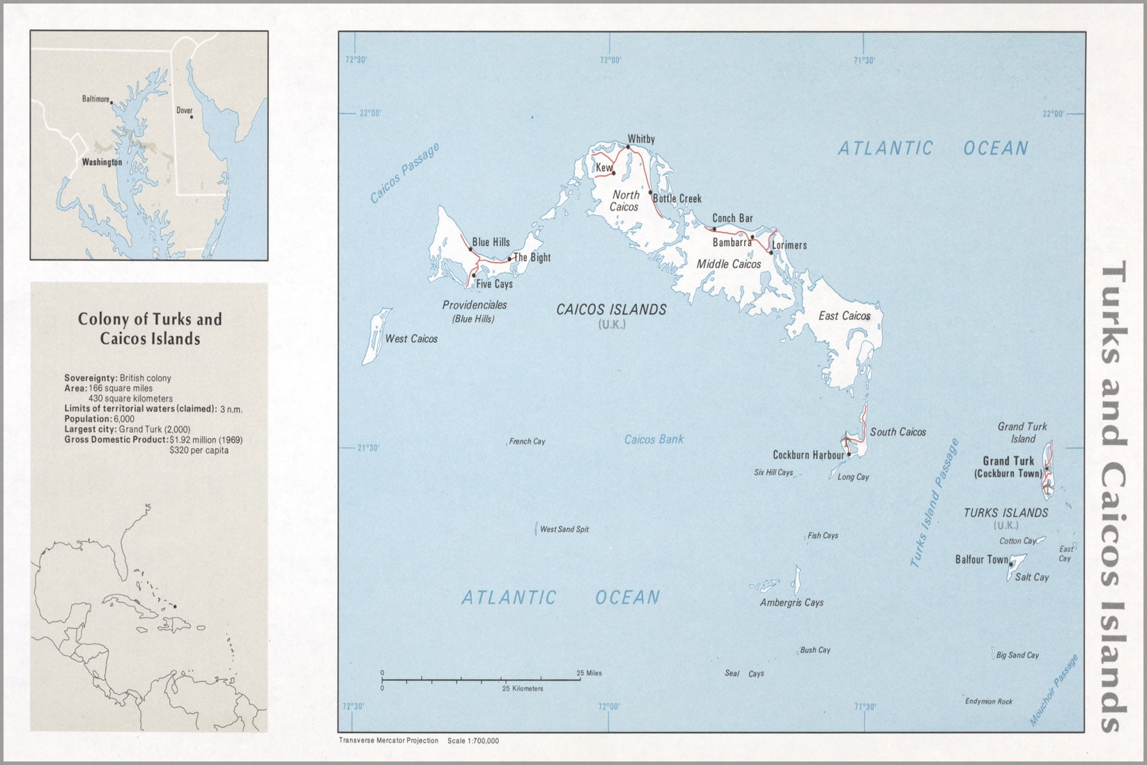 History Galore Cia Map of Turks and Caicos Islands 1976 24" x 36 ...