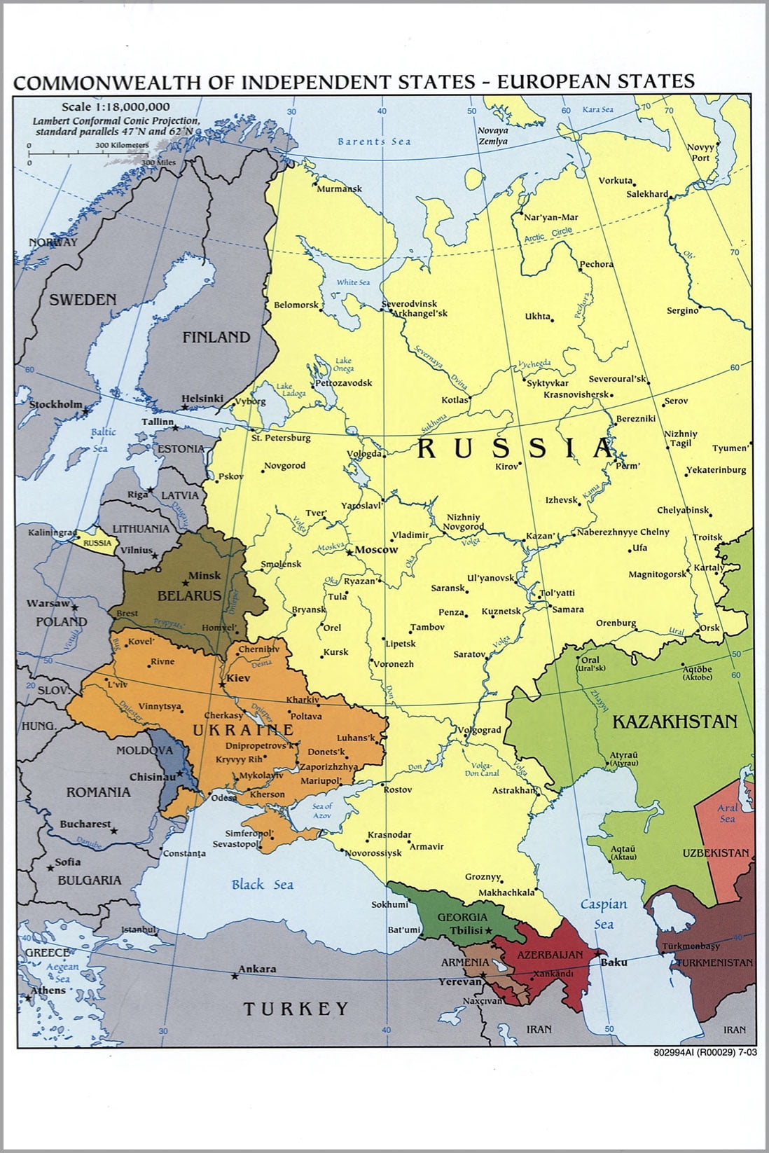 History Galore Cia Map of former Soviet Union Republics. 2003 24"x 36 ...