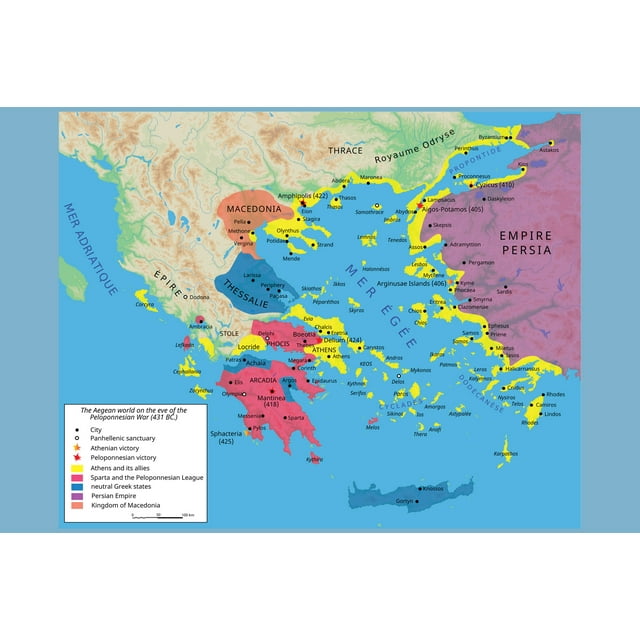 History Galore Map of Ancient Greece 431 BC Peloponnesian War Athens ...