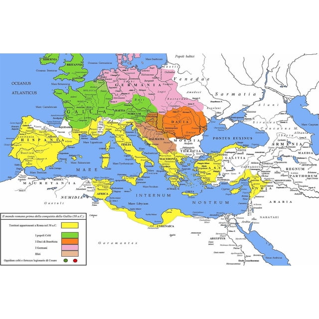 History Galore Map of Celtic Gallia and the Roman Republic Empire 24” x ...