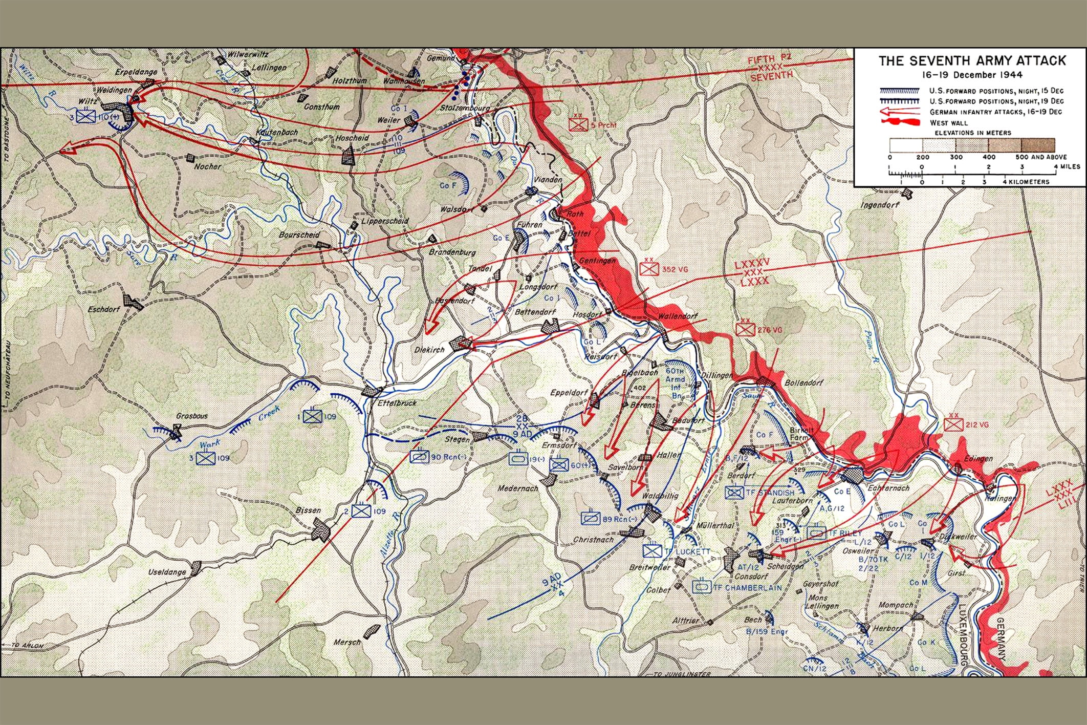 History Galore Map of Seventh Army, Battle of The Bulge 24 x 36 Poster ...
