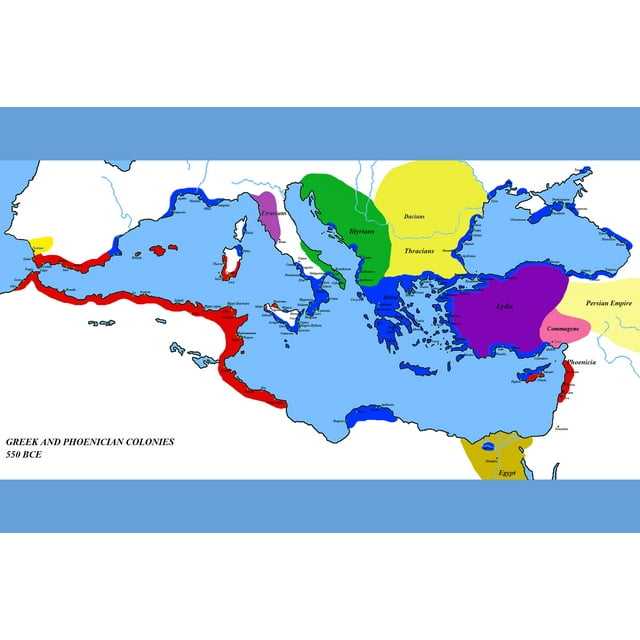 History Galore Map of the Mediterranean Sea by the 6th century BC ...