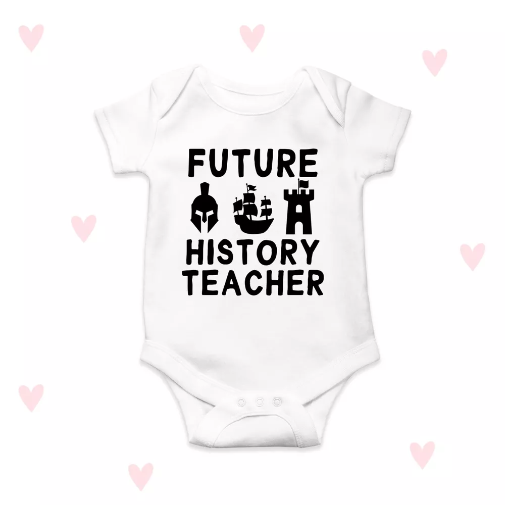History Teacher Baby Grow Future Job Daddy Mummy Mini Me Funny Newborn ...