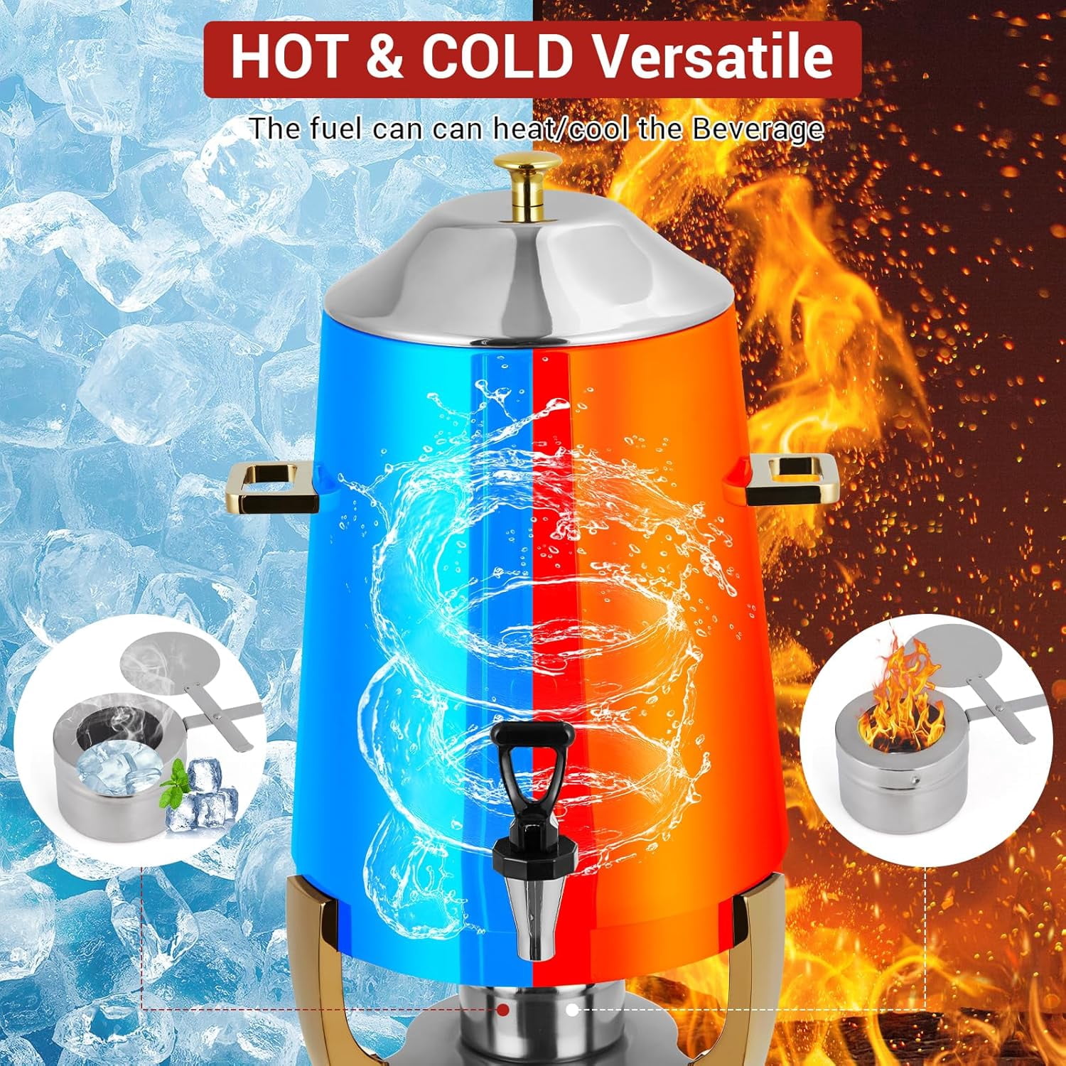 Historyli 13L Stainless Steel Insulated Beverage Dispenser, Commercial ...