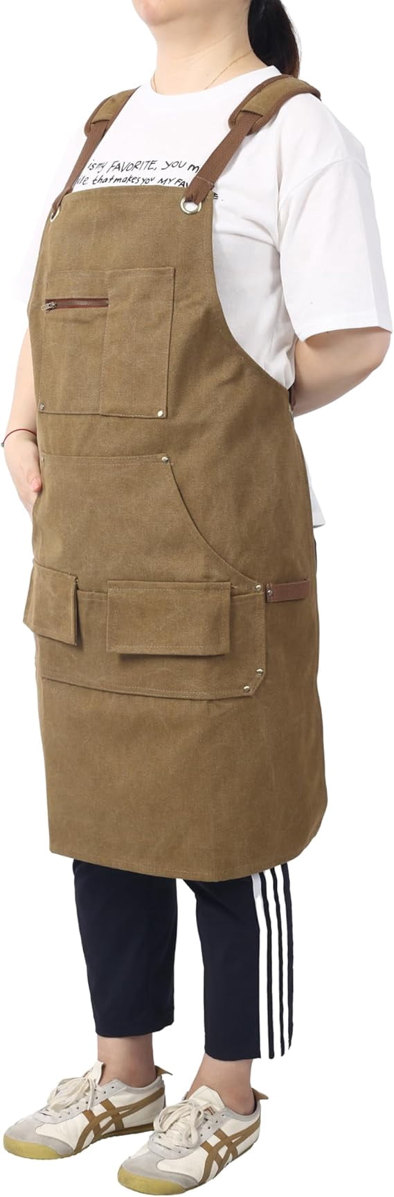 Historyli 18oz Heavy Duty Waxed Canvas Shop Apron,Woodworking Apron for ...