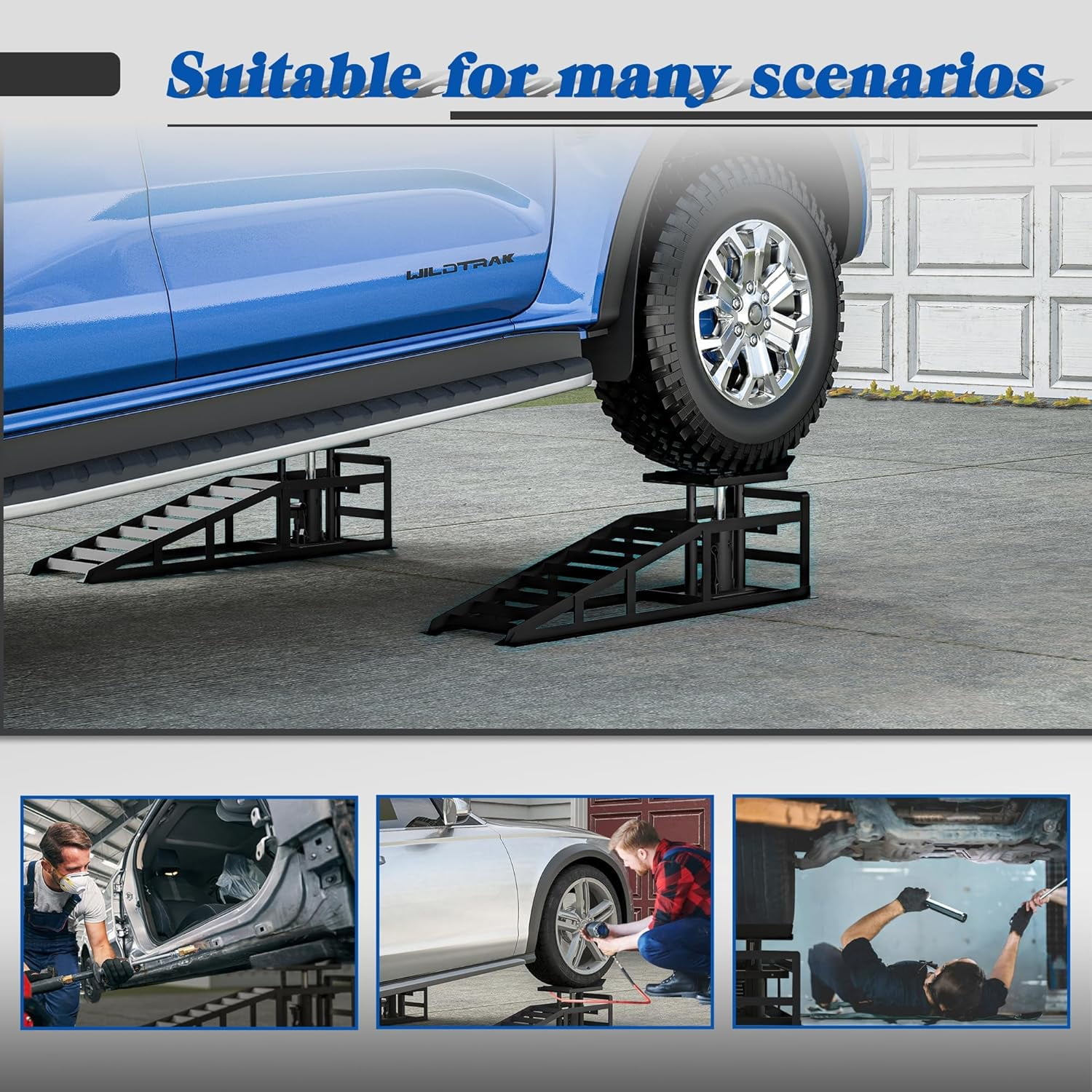 Historyli 2 Pack 5T 11000lbs Car Ramps,Heavy Duty Steel Automotive ...