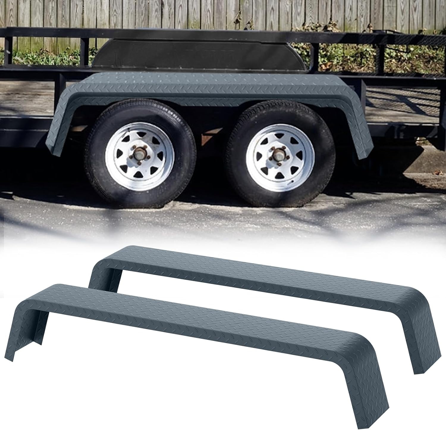 Historyli 2 Pack Tandem Axle Trailer Fenders Fit 13"-15" Tires,72-7/8 ...