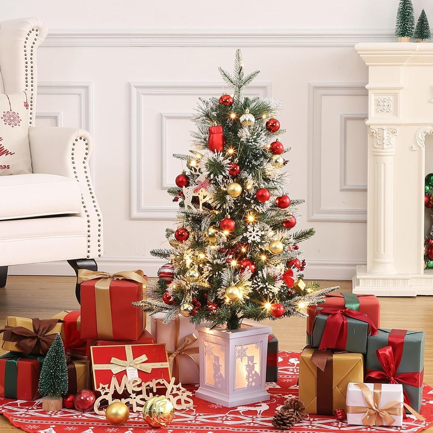 Historyli 3 Ft Christmas Tree,Fiber Optic Light-Style Artificial ...
