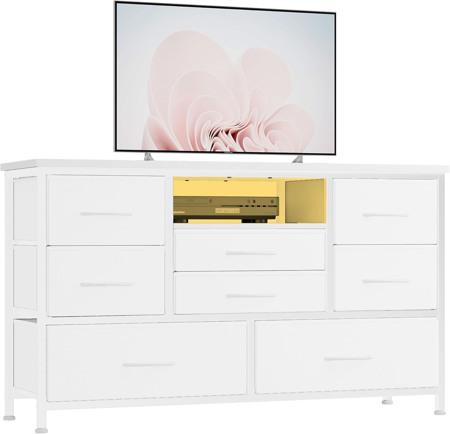 Historyli 47.4 Inch 8-Drawer TV Stand Up to 50 Inch TV,Drawers Dresser ...