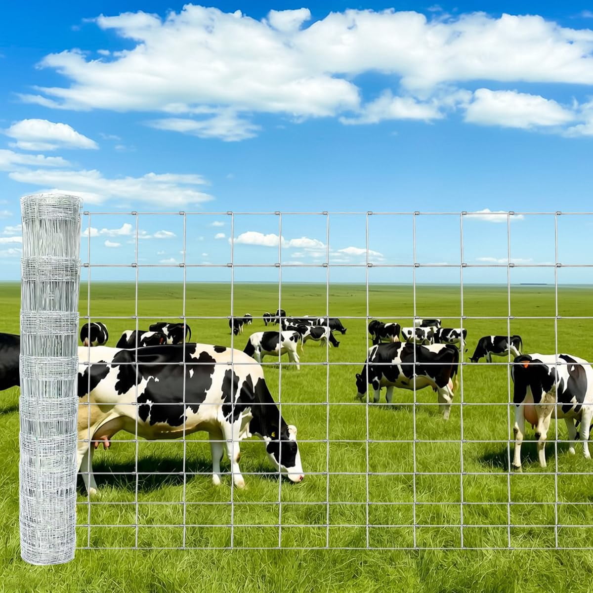 Historyli 4ft x 164ft Farm Fence, Galvanized Cattle Panel Fence, Hog ...