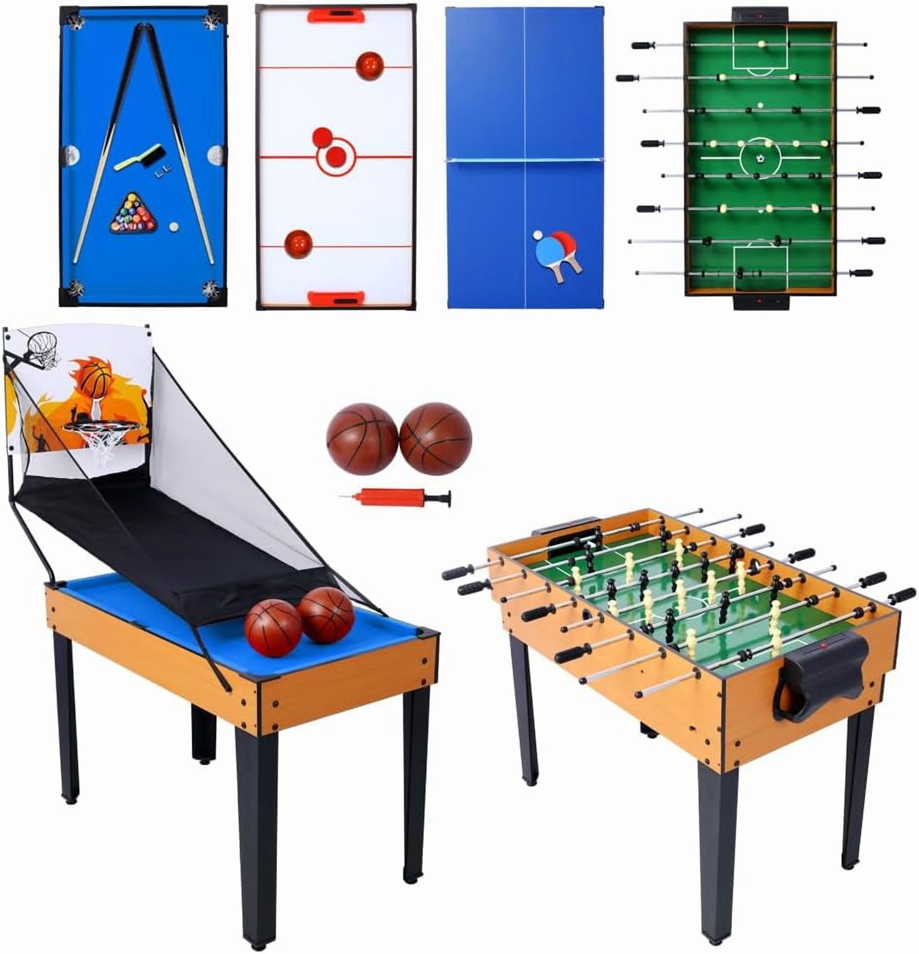 Historyli 5-in-1 Multi Game Table,Combo Game Table with Billiards,Push ...