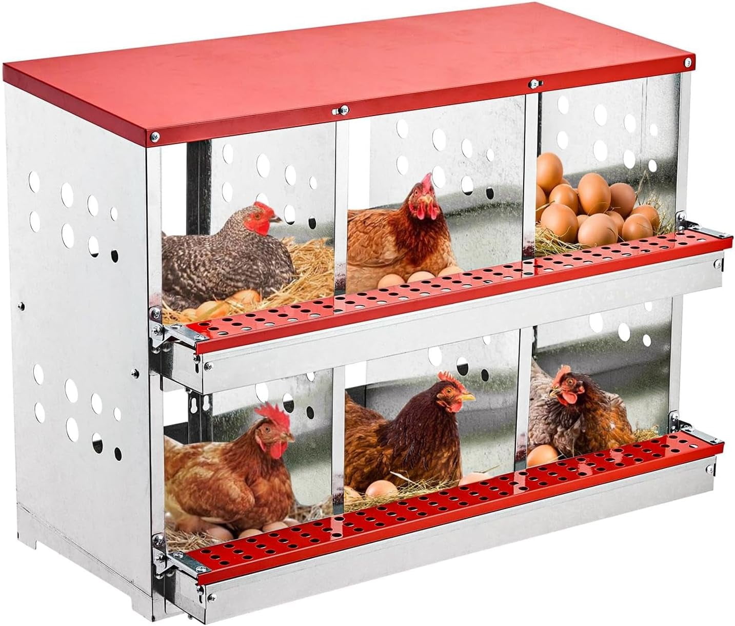 Historyli 6 Compartment Nesting Boxes for Chickens,Forward RollOut ...