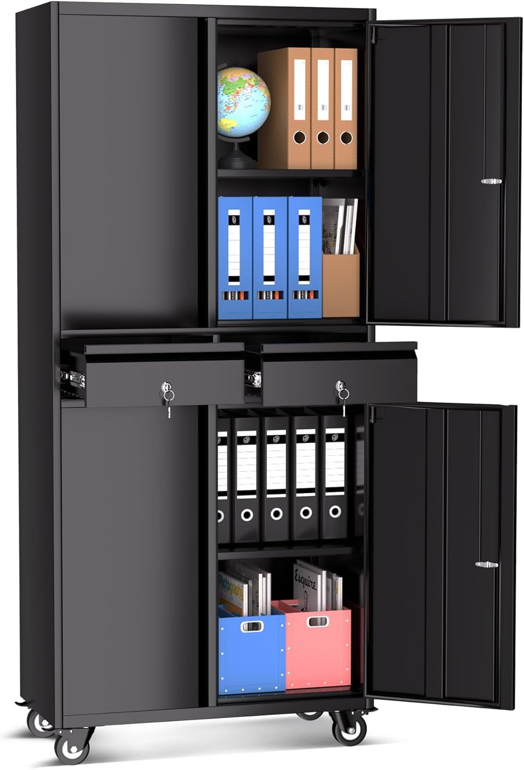Historyli 73 Inch Metal Storage Cabinet,Heavy Duty Garage Storage with ...