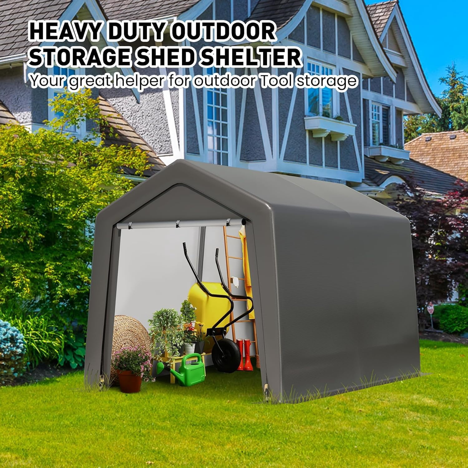 Historyli 8 * 8 * 7.7FT Outdoor Storage Shed,Waterproof Portable ...