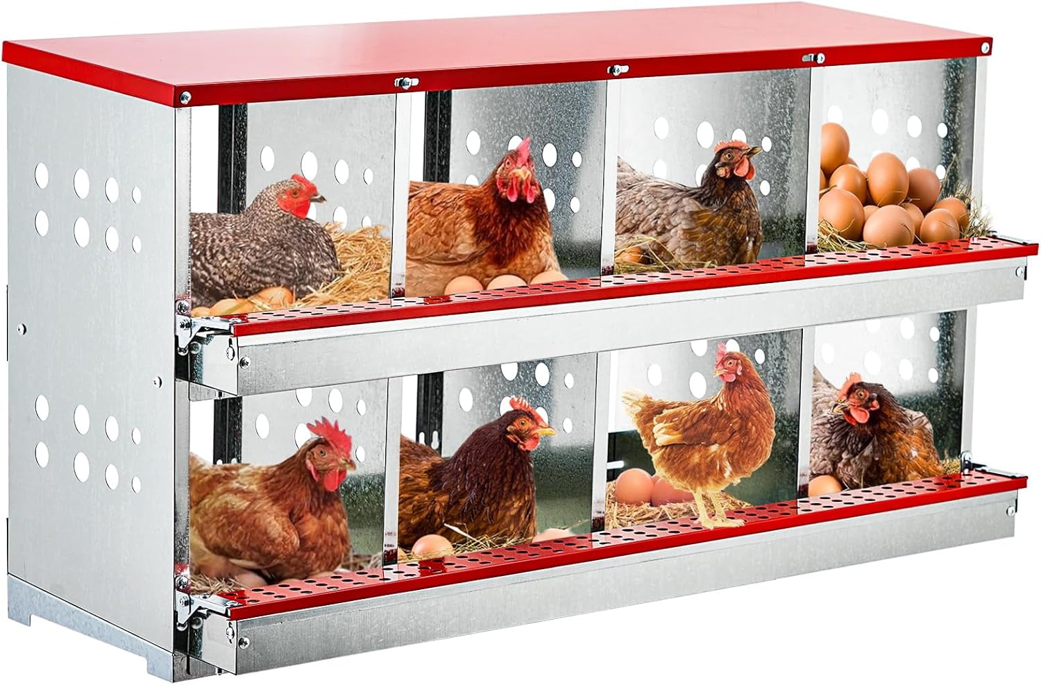 Historyli 8 Compartment Nesting Boxes for Chickens,Forward RollOut ...