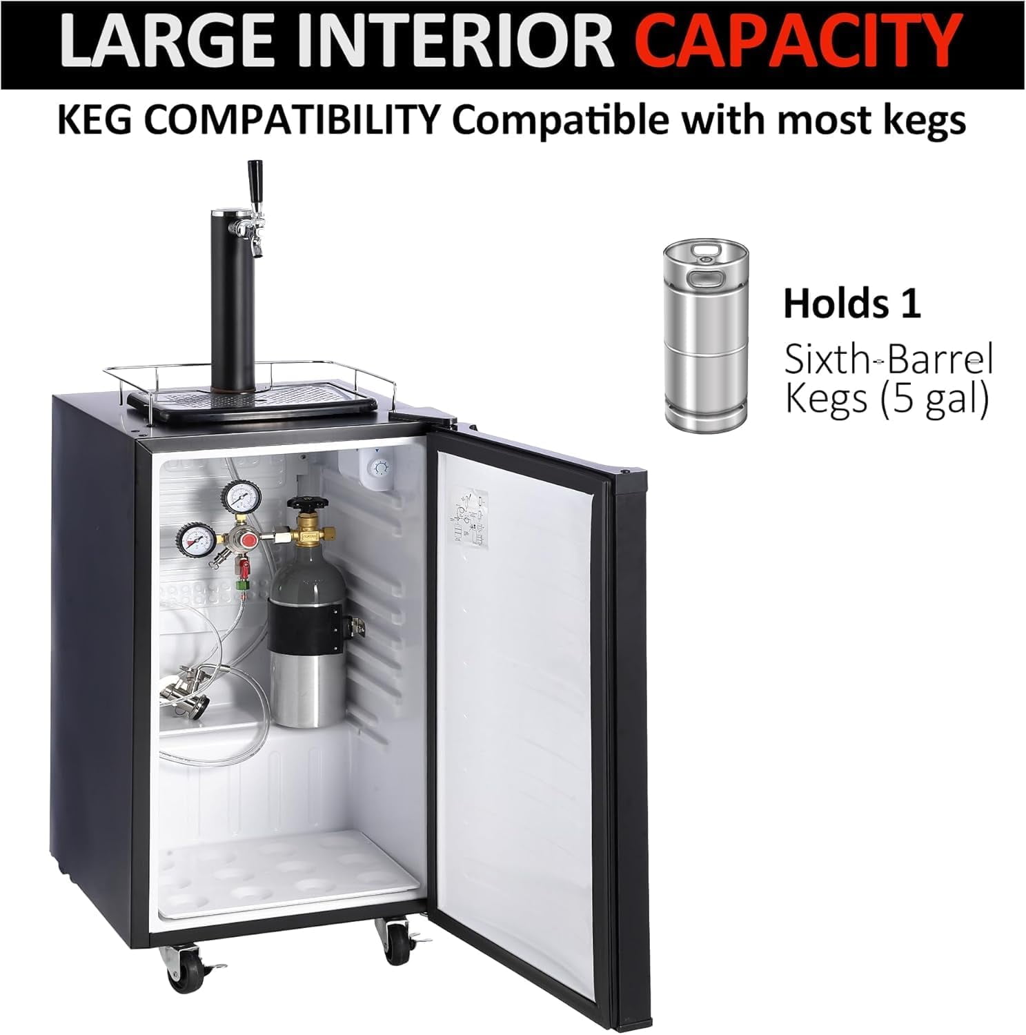 Historyli Beer Kegerator-97L Single Tap Stainless Steel Draft Beer ...