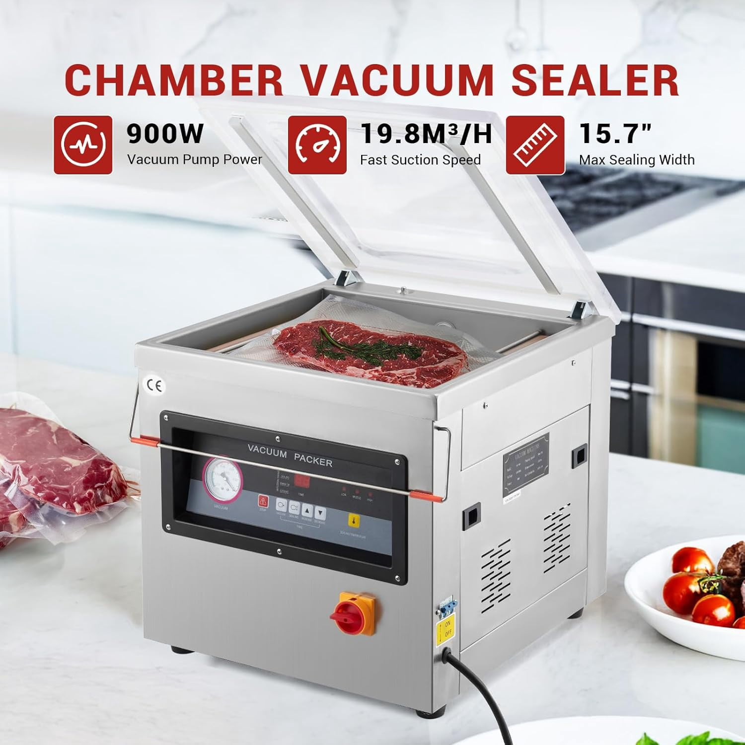 Historyli Commercial Chamber Vacuum Sealer, 14.17 Inch Seal Width Food ...