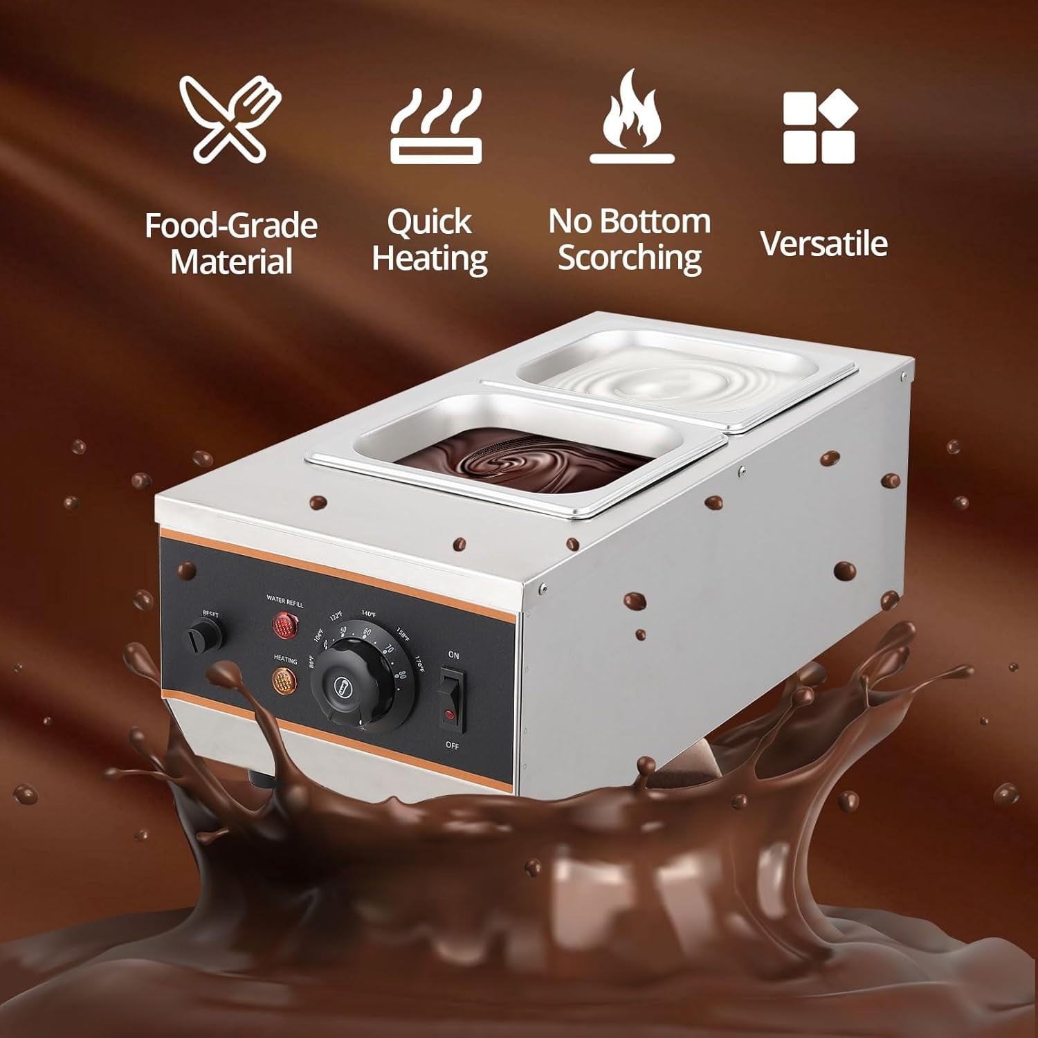 Historyli Commercial Chocolate Melting Pot,1.5L-3 Tanks Stainless Steel ...