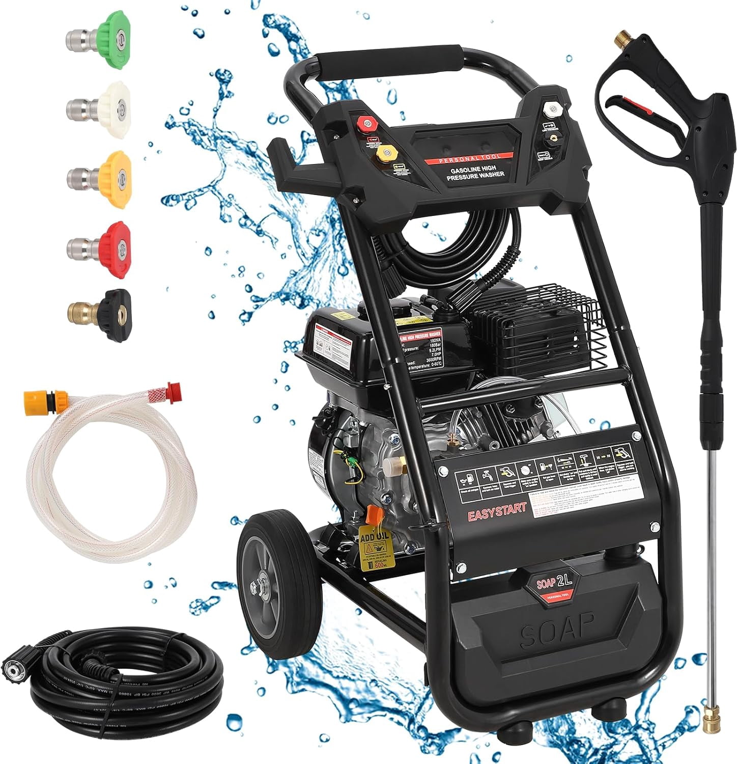 Historyli Gas Pressure Washer,Commercial Pressure Washer with 26ft Hose ...