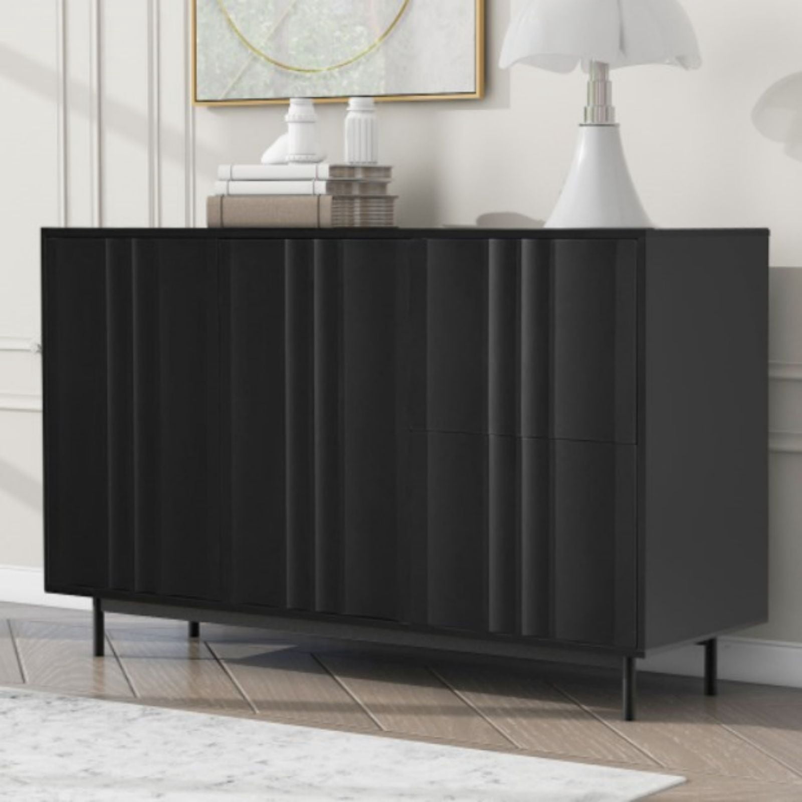 Historyli Go5H 47.2" Buffet Sideboard Cabinet With 2 Doors And Drawers ...