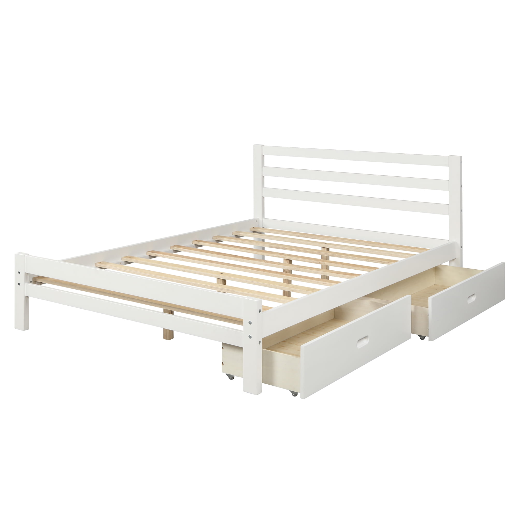 Historyli Go5H Bed Frame With Headboard Drawers Easy Assembly Platform ...