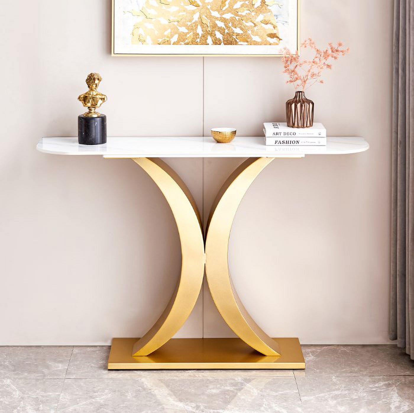 Historyli Go5H Console Table, Exquisite Shape Design, Metal Frame With ...