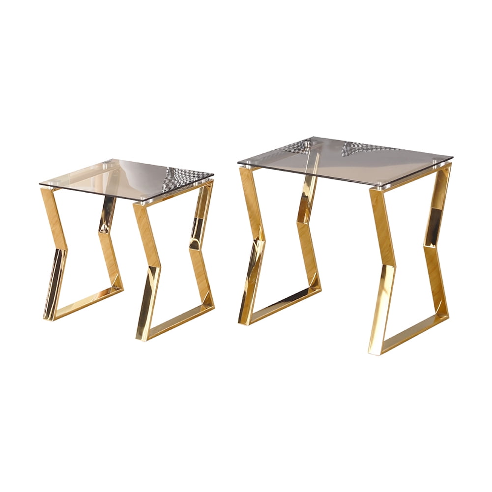 Historyli Go5H Glass Side Table Set Of 2, Coffee Table Nightstand With ...