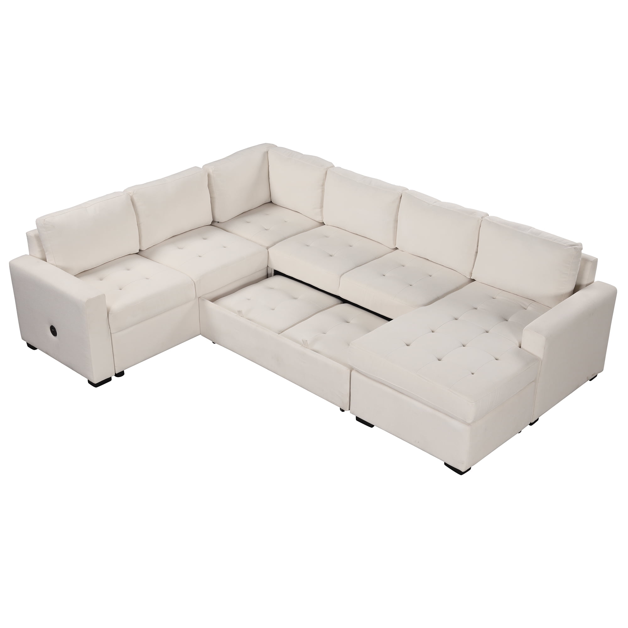 Historyli Go5H L Shaped Sectional Couch, Convertible Sofa Bed With USB ...