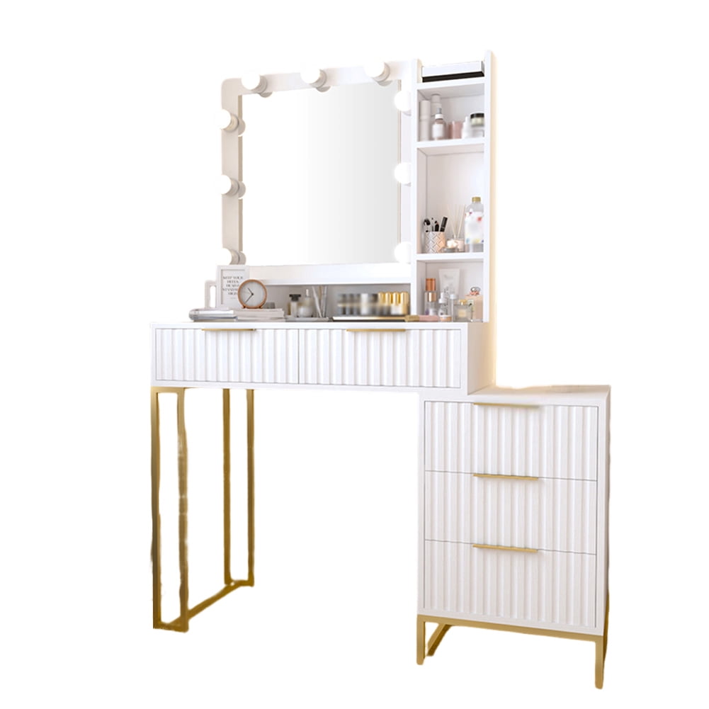 Historyli Go5H Makeup Vanity Table With Mirror And Lights, Dressing ...
