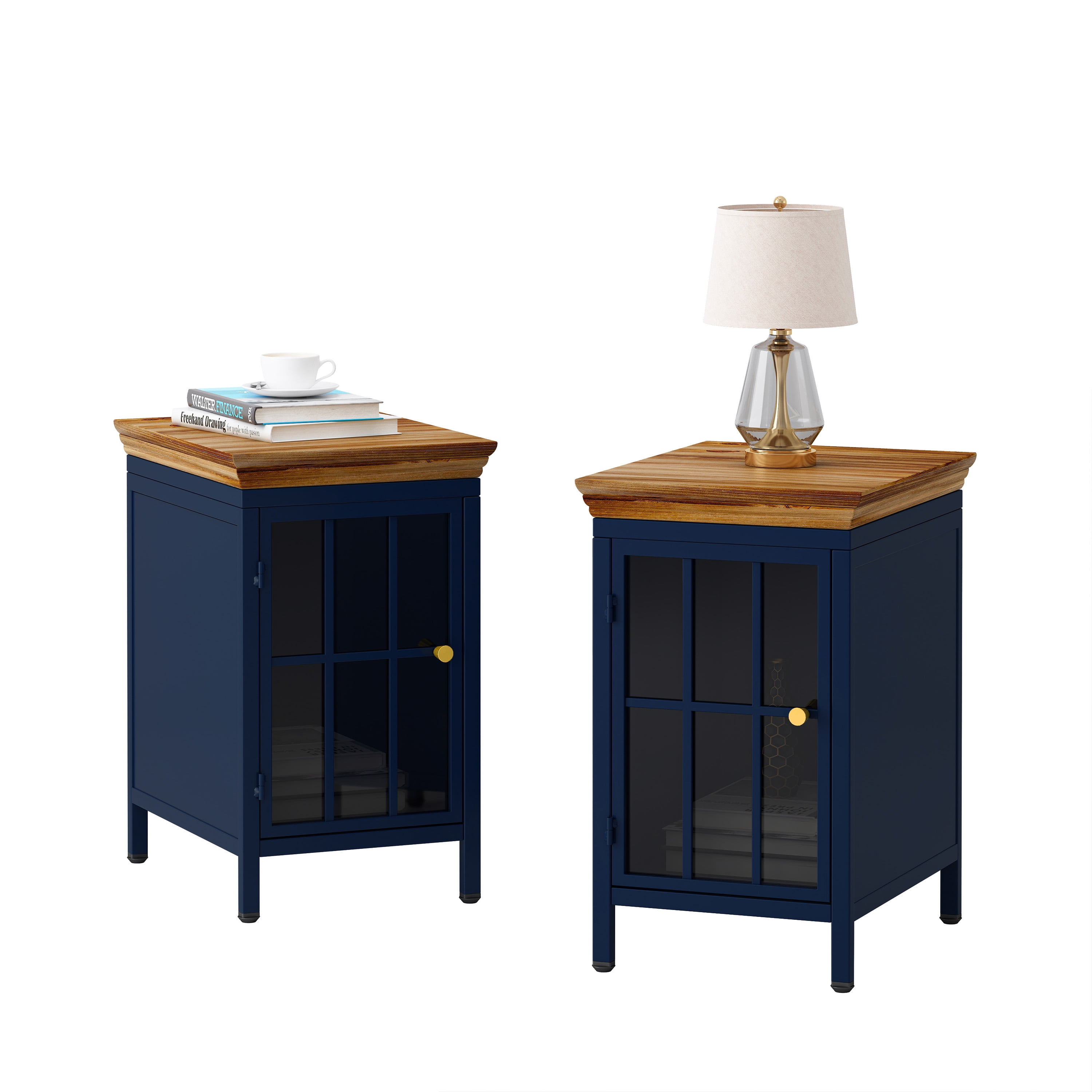 Historyli Go5H Modern Nightstand With Storage Cabinet Iron Bedside ...