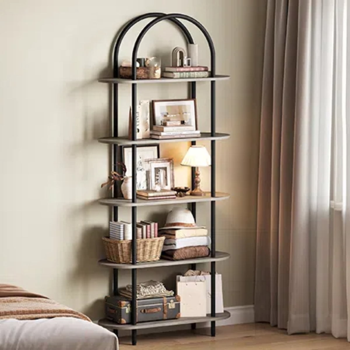 Historyli Go5H Rched Semicircular Bookshelf,Open Bookshelf Storage ...