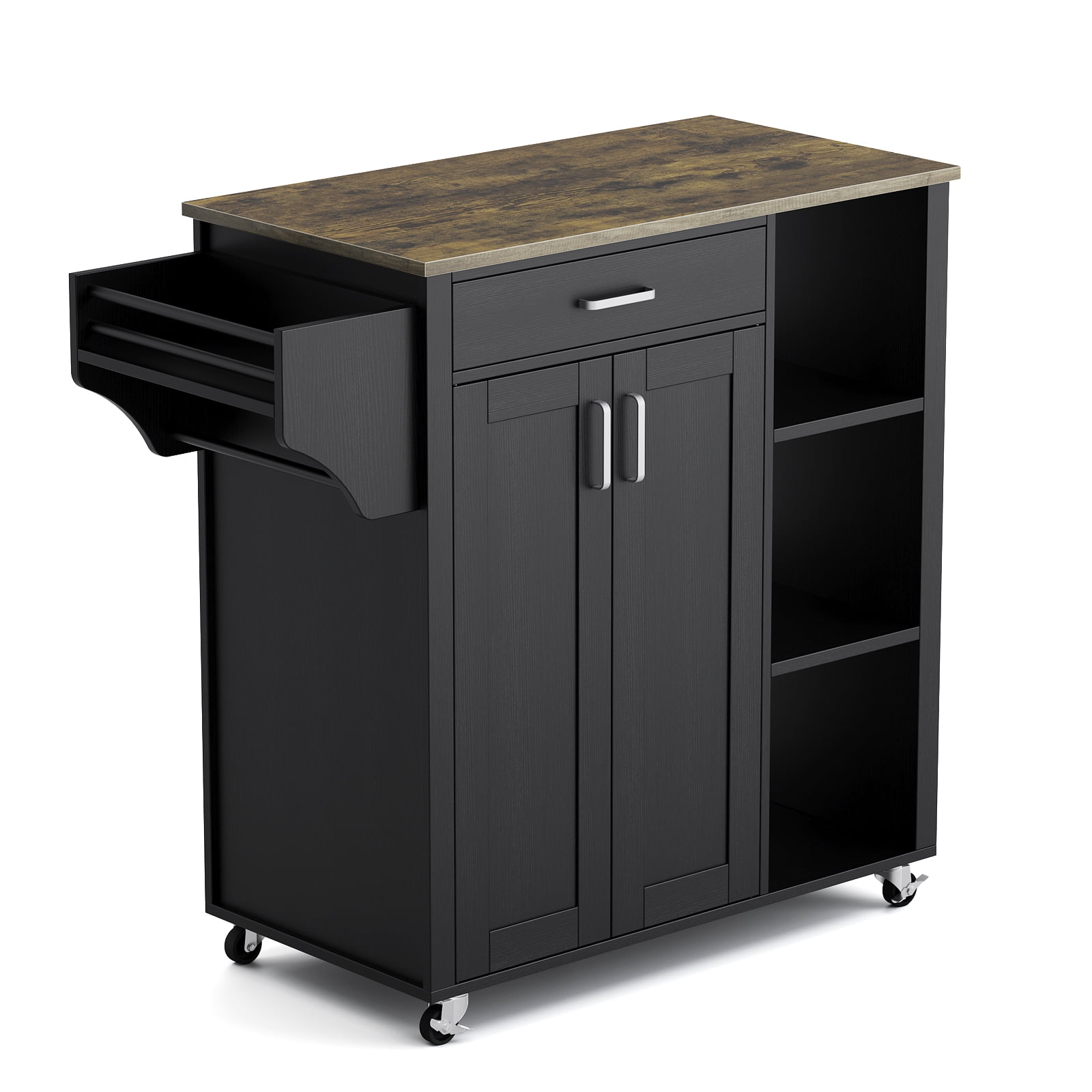 Historyli Go5H Rolling Kitchen Island Table on Wheels with Drop Leaf ...